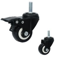 China 40mm Light Duty Casters Set Black PVC Swivel Threaded Stem Castors for sale