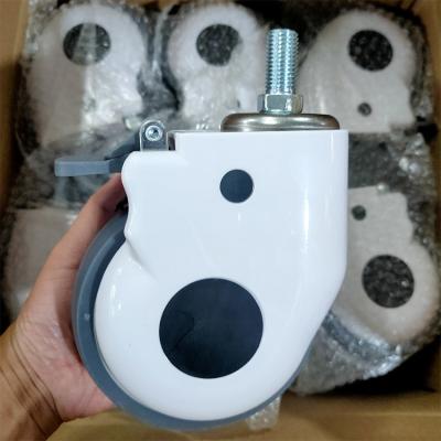 China 5'' Medical Bed Casters 125kg Stem Type Anti Winding Hospital Wheels for sale