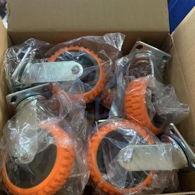 China 6 Inch PVC Hollow Core Swivel Heavy Duty Casters Orange Color Wheels for sale