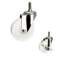 China 125mm SS Casters With Double Brake Threaded Stem White Nylon Casters OEM for sale