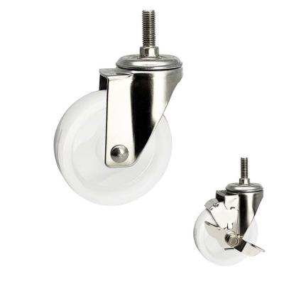 China 100mm Stainless Steel Casters White Nylon Threaded Stem Swivel 242lbs Load for sale