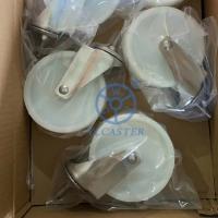 China 125mm SS Casters With Double Brake Threaded Stem White Nylon Casters OEM for sale