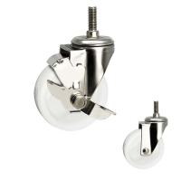 China 125mm SS Casters With Double Brake Threaded Stem White Nylon Casters OEM for sale