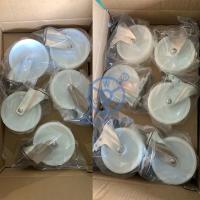 China 125mm SS Casters With Double Brake Threaded Stem White Nylon Casters OEM for sale