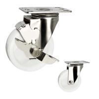China 4 Inch White Stainless Steel Casters Solid Nylon Plate Type Swivel for sale