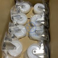 China 4 Inch White Stainless Steel Casters Solid Nylon Plate Type Swivel for sale