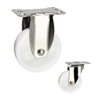 China 3 Inch Rigid Plate Stainless Steel Casters Solid Nylon Fixed Casters for sale