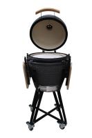 China Ceramic 20 Inch Kamado Grill Charcoal Grill Matte Black Color 51cm With Cart And Side Tables for sale