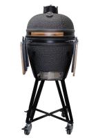 China Ceramic 20 Inch Kamado Grill Charcoal Grill Matte Black Color 51cm With Cart And Side Tables for sale