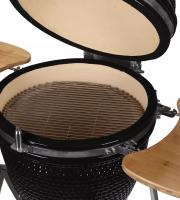 China Ceramic Outdoor 24 Inch Kamado Grill Charcoal Black Color 61cm With Cart And Side Tables for sale