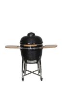 China Ceramic Outdoor 24 Inch Kamado Grill Charcoal Black Color 61cm With Cart And Side Tables for sale