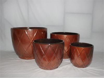 China Glazed Round Shape Ceramic Outdoor Pot High Fired 8