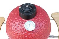 China Stainless Steel Ceramic 15 Inch Kamado Grill Red Color 39cm With Cart And Side Tables for sale
