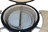 China Ceramic 22 Inch Kamado Grill Outdoor Charcoal Navy Color 57cm With Cart And Side Tables for sale