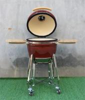 China 18 Inch Kamado Barbecue Grill Smoker Ceramic Tropical Red Color 48cm for sale