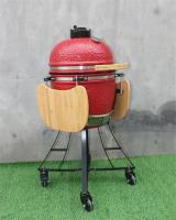 China 17 Inch Ceramic Kettle BBQ Royal Red Color 44cm With Cart And Side Tables for sale