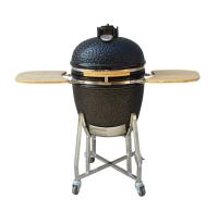 China Outdoor Charcoal 22 Inch Kamado Grill High Degree Fired Resistance Shiny Black for sale