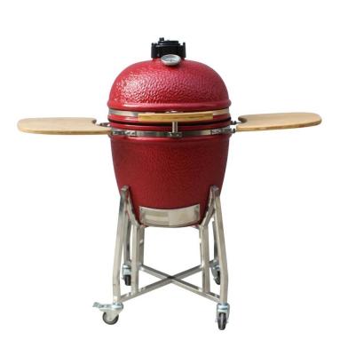 China 22 Inch Kamado Grill High Degree Fired Resistance Outdoor Charcoal Grill Red Color for sale