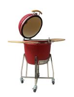 China 22 Inch Kamado Grill High Degree Fired Resistance Outdoor Charcoal Grill Red Color for sale