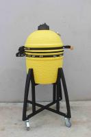 China Ceramic 16 Inch Kamado Grill Charcoal Lemon Color 40cm With Cart And Without Side Tables for sale