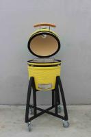 China Ceramic 16 Inch Kamado Grill Charcoal Lemon Color 40cm With Cart And Without Side Tables for sale