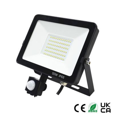 China SMD2835 Indoor Outdoor Flood Lights IP66 50W LED PIR Slim Floodlight SMD2835 for sale
