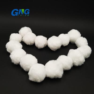 China Swimming Pool Sand Filter Media Ball Of Polyester Fiber Ball Circle Shape for sale