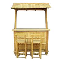 China Varnish Painting Bamboo Tiki Bars With Counter Beverage Table Foldable Beach Bars for sale