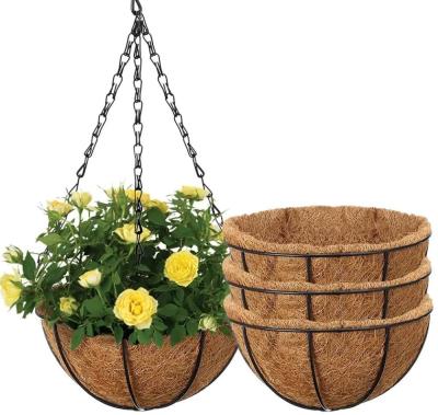 China Coconut Coir Hanging Planter Basket With Hanger Natural Eco-Friendly Plant Pot For Indoor Outdoor Garden for sale