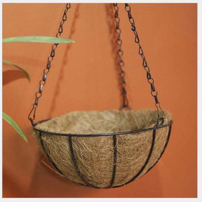 China Round Coir Hanging Basket with Metal Frame and Natural Coir Liner - Handmade Quality for Optimal Root Aeration for sale