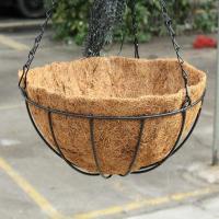 China Round Coir Hanging Basket with Metal Frame and Natural Coir Liner - Handmade Quality for Optimal Root Aeration for sale