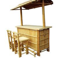 China Waterproof Outdoor Bamboo Tiki Bar Set with Slat Roof 220cm Height Eco-Friendly Natural Bamboo Bar Counter for Garden Beach Party for sale