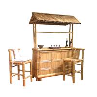 China Waterproof Outdoor Bamboo Tiki Bar Set with Slat Roof 220cm Height Eco-Friendly Natural Bamboo Bar Counter for Garden Beach Party for sale