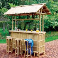 China Waterproof Outdoor Bamboo Tiki Bar Set with Slat Roof 220cm Height Eco-Friendly Natural Bamboo Bar Counter for Garden Beach Party for sale
