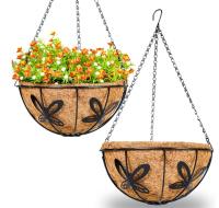 China Premium Round Shape Coir Hanging Baskets Complete With Coir Liners, Breathable Natural Coir Plant Hangers For Garden & Home Decor for sale
