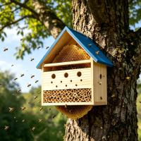China Outdoor Hanging Bee Hotel Insect House, Natural Bamboo Tube Bee Nest Pollinator Habitat for Garden for sale