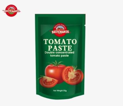 China Our 50g Stand-Up Sachet Of Tomato Paste Complies With ISO HACCP And BRC Standards Ensuring Adherence To Factory Pricing for sale