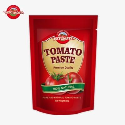 China 80g Double-Concentrated Tomato Paste In A Stand-Up Pouch With Purity Levels Ranging From 30% To 100% for sale
