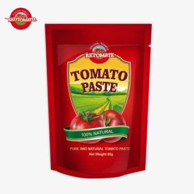 China 80g Of Double-Concentrated Tomato Paste Packaged In A Stand-Up Pouch With Purity Levels Ranging From 30% To 100% for sale