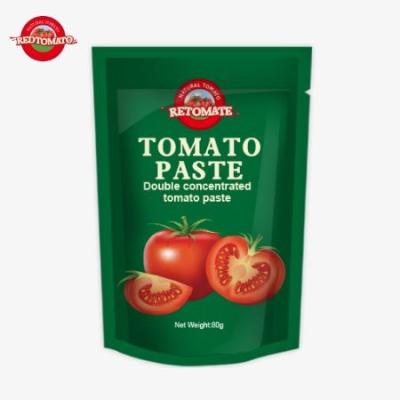 China 80g Stand-Up Pouch Of Double-Concentrated Tomato Paste With Purity Levels Ranging From 30% To 100% for sale