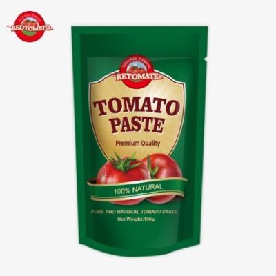 China OEM Stand Up Sachet Of 100g Double Concentrated Tomato Paste With Purity Ranging From 30% To 100% for sale