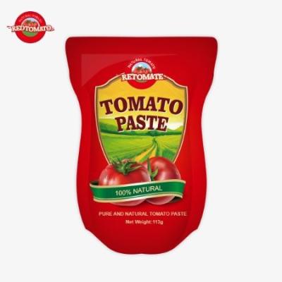 China Tomato Paste Factory Produces 113g Stand-Up Sachets Following ISO HACCP BRC And FDA Production Standards for sale
