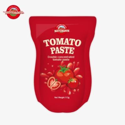 China Tomato Paste Factory Produces 113g Stand-Up Sachets Following ISO HACCP BRC And FDA Production Standards for sale