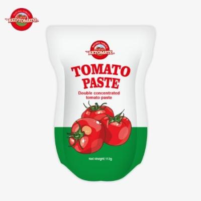 China Tomato Paste Factory Manufactures 113g Stand-Up Sachets In Accordance With ISO HACCP BRC And FDA Production Standards for sale