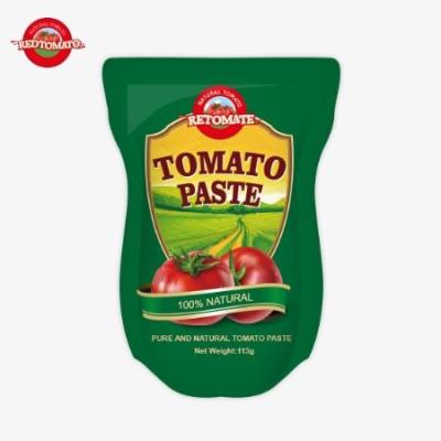China Tomato Paste Factory Produces 113g Stand-Up Sachets Following ISO HACCP BRC And FDA Production Standards for sale