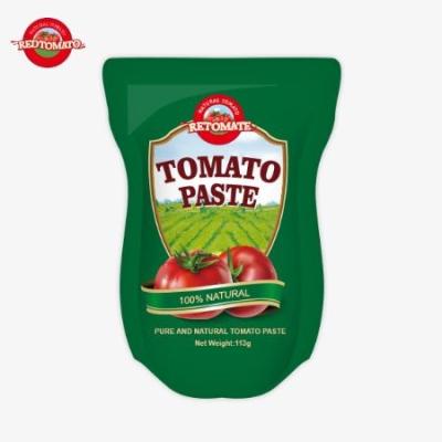 China 113g Stand-Up Sachets Of Tomato Paste Adhere To ISO HACCP BRC And FDA Production Standards for sale