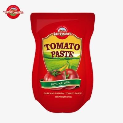 China 210g In Stand Up Sachet Tomato Paste Is Manufactured In Compliance With ISO HACCP BRC And FDA Production Standards for sale