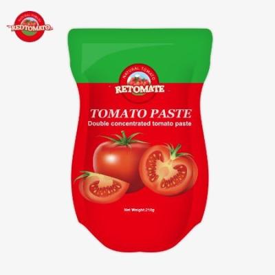 China The Production Of 210g Stand-Up Sachet Tomato Paste Adheres To ISO HACCP BRC And FDA Manufacturing Standards for sale