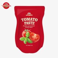 China The 210g Stand-Up Sachet Tomato Paste Meets ISO HACCP BRC And FDA Standards In Production. for sale
