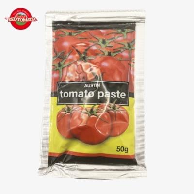 China AUSTIN 50g Flat Sachet Tomato Paste  28–30% Brix Concentrate Custom OEM for sale